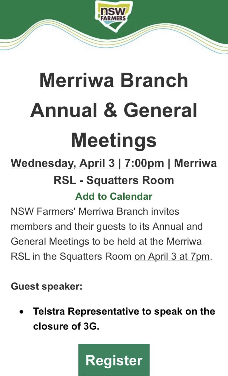 Week Starting Monday 1st April 2024 - Merriwa Community Portal